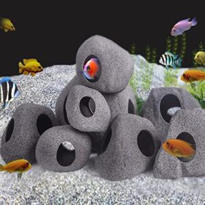 XXYXXY Aquarium Cave Decoration, Rock Cave Fish Tank Decoration for Breeding Shelter for Baby Betta Fish Cichlid Shrimp Play Hidden Rest Hut Handmade (8CM-1PCS)