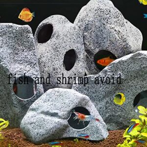 XXYXXY Aquarium Cave Decoration, Rock Cave Fish Tank Decoration for Breeding Shelter for Baby Betta Fish Cichlid Shrimp Play Hidden Rest Hut Handmade (8CM-1PCS)