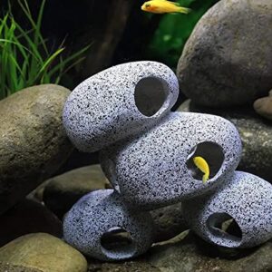 XXYXXY Aquarium Cave Decoration, Rock Cave Fish Tank Decoration for Breeding Shelter for Baby Betta Fish Cichlid Shrimp Play Hidden Rest Hut Handmade (8CM-1PCS)