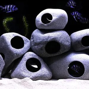 XXYXXY Aquarium Cave Decoration, Rock Cave Fish Tank Decoration for Breeding Shelter for Baby Betta Fish Cichlid Shrimp Play Hidden Rest Hut Handmade (8CM-1PCS)