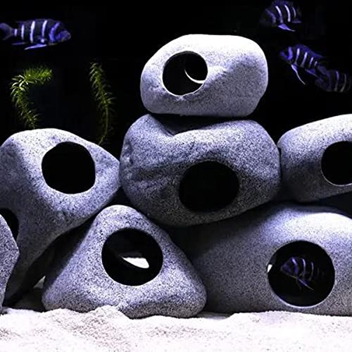 XXYXXY Aquarium Cave Decoration, Rock Cave Fish Tank Decoration for Breeding Shelter for Baby Betta Fish Cichlid Shrimp Play Hidden Rest Hut Handmade (8CM-1PCS)