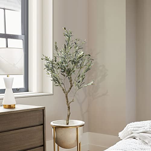 SeelinnS Artificial Olive Tree 4.01FT Fake Olive Silk Tree Large Faux Plants Indoor Tall Olive Branch and Fruits with Potted for Home Office Living Room Decor