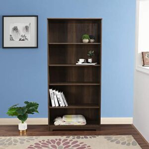 LOKATSE HOME 5-Shelf Bookcase Freestanding Display Wooden Open Storage Bookshelf for Library Bedroom and Office