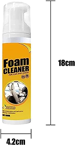 Multipurpose Foam Cleaner Spray, Foam Cleaner for car and House Lemon Flavor, Leather Decontamination, Multi-Functional Foam Cleaner, Cleaning Spray for Car Interior Ceiling Leather Seat (2Pcs(2*100ML))