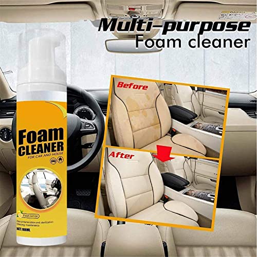 Multipurpose Foam Cleaner Spray, Foam Cleaner for car and House Lemon Flavor, Leather Decontamination, Multi-Functional Foam Cleaner, Cleaning Spray for Car Interior Ceiling Leather Seat (2Pcs(2*100ML))