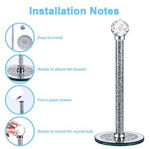 Paper Towel Holder, Glass Paper Towel Holder Stand, Towel Tissue Roll Countertop, Sparkly Crystal Paper Towel Roll Holder for Kitchen, Bathroom, Bedroom, Office