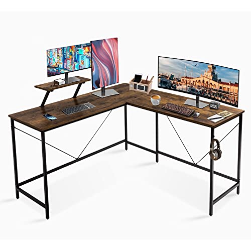 Narrow Entryway Table, Home Office Desk, Office Table, Computer Corner Desk with Monitor Stand, Space-Saving Computer Desk, Modern Wooden Desk, Easy to Assemble, Multi-Usage, Rustic Brown