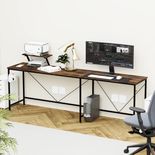 Narrow Entryway Table, Home Office Desk, Office Table, Computer Corner Desk with Monitor Stand, Space-Saving Computer Desk, Modern Wooden Desk, Easy to Assemble, Multi-Usage, Rustic Brown