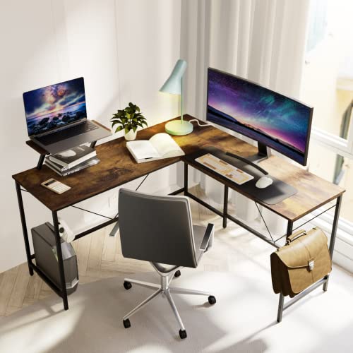 Narrow Entryway Table, Home Office Desk, Office Table, Computer Corner Desk with Monitor Stand, Space-Saving Computer Desk, Modern Wooden Desk, Easy to Assemble, Multi-Usage, Rustic Brown