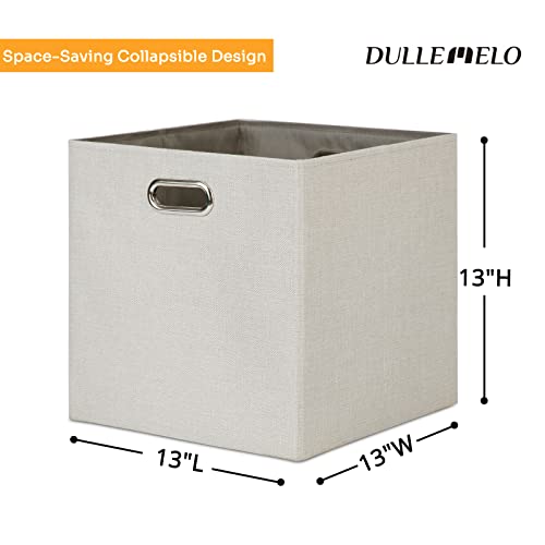 DULLEMELO Cube Storage Bins 13x13 Fabric Storage Cubes, Large Foldable Storage Cube Baskets with Dual Handles, Fabric Cube Organizer Boxes for Home Closet Shelf Bookcase,Set of 4,Light Grey