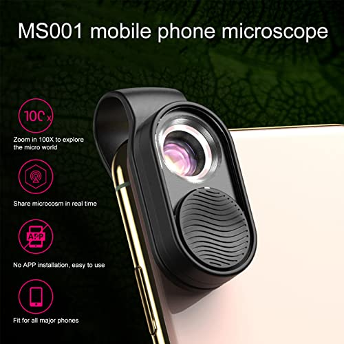 PUSOKEI 100X Phone Microscope,Mini Pocket Phone Camera Lens Attachment Microscopes with Universal Clip and LEDs,Portable USB Micro Magnifier for Kids Adults Trichome Coin