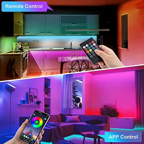 yotutun Under Cabinet Lighting Kit, 8 PCS RGB LED Strip Lights with APP Remote and Adapter, Under Counter Lights for Kitchen Cabinets , Shelf, Desk, Corner, Closet, Showcase (RGB)