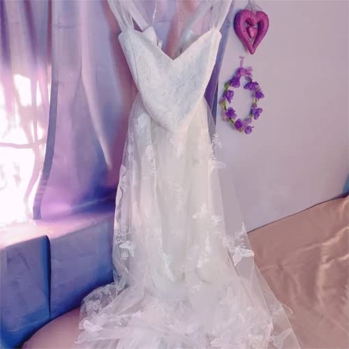 51" Width 3D Vivid Butterfly Lace Fabric Exquisite Flower Embroidery Soft Tulle Lace Fabric for Wedding Bridal Lace Dress Party Dress Home Decor (3 Yard, White Mesh+White Butterfly)