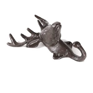 BRASSTAR Cast Iron Deer Head Single Wall Coat Hook Hanging for Coats, Bags, Hats, Towels, Keys, Rustic Retro Home Decorative Gift TQGJPT267