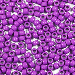 voomolove 500 pcs purple pony beads, bracelet beads, beads for hair braids, beads for crafts, plastic beads, hair beads for braids 6x9mm (purple)