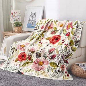 tupmnbry wildflowers floral throw blanket botanical floral printed blanket super soft flannel throw blanket lightweight fluffy plush fuzzy bed blanket for bedding sofa and travel 50"x60"