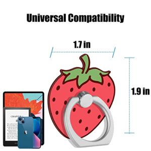 MZELQ Phone Ring Holder- Cute Pattern Red Strawberry 3 PCS Finger Ring Holder Kickstand [Washable] [Removable], 360°Rotation Compatible with Cell Phone for iPhone Samsung Galaxy