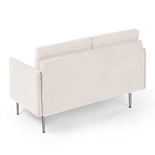 AODAILIHB Loveseat Sofa Mini Couch for Bedroom Upholstered Love Seats Furniture with Metal Legs/Thick Padding for Small Spaces Tool-Free Assembly (1, Beige)