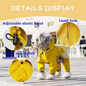 AblePet Puppy Dog Raincoat Hooded Slicker Poncho with Reflective Strap/Leash Hole Windproof Jacket for Small Medium Dogs(S, Yellow)