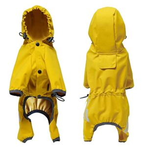 AblePet Puppy Dog Raincoat Hooded Slicker Poncho with Reflective Strap/Leash Hole Windproof Jacket for Small Medium Dogs(S, Yellow)