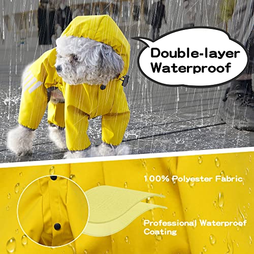 AblePet Puppy Dog Raincoat Hooded Slicker Poncho with Reflective Strap/Leash Hole Windproof Jacket for Small Medium Dogs(S, Yellow)