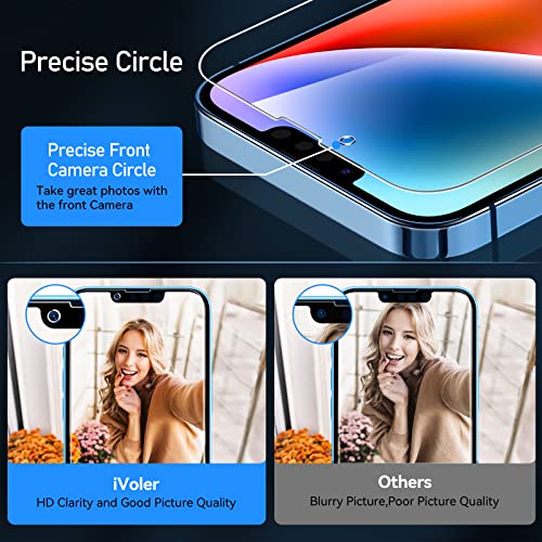 ivoler [3+3 Pack] Tempered Glass for iPhone 14 Plus 6.7" [3 Pack] with [3 Pack] Camera Lens Screen Protector with [Alignment Frame], Anti-Scratch Case Friendly Transparent HD Clear Film