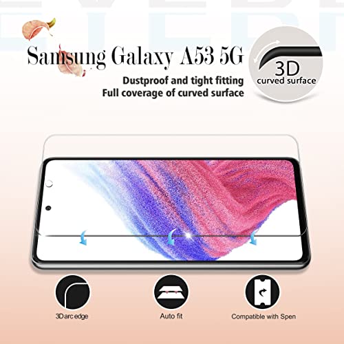 Galaxy A53 5G Premium Tempered Glass + Camera Lens Protectors By YEYEBF, [2 + 2 Pack] [Anti-scratch] [3D Glass] [Case-Friendly] Screen Protector