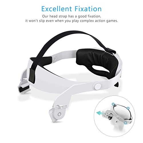 MSKIRA Adjustable Halo Head Strap for Oculus Quest 2 Accessories Head Strap with Head Cushion, Replacement for Elite Strap, Reduce Face Pressure Comfortable Touch Enhanced Support and Comfort in VR