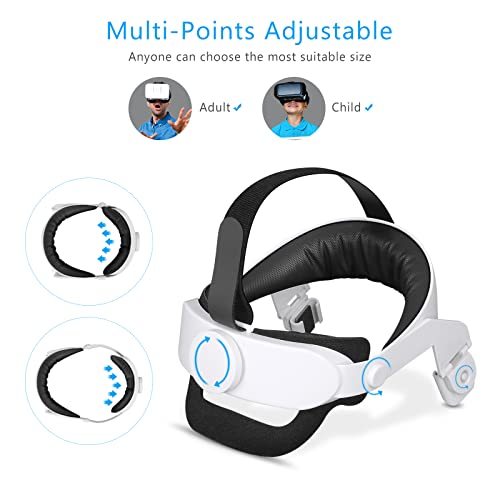 MSKIRA Adjustable Halo Head Strap for Oculus Quest 2 Accessories Head Strap with Head Cushion, Replacement for Elite Strap, Reduce Face Pressure Comfortable Touch Enhanced Support and Comfort in VR