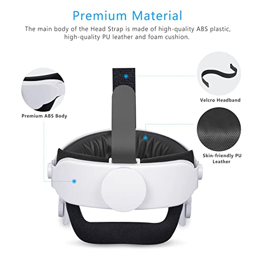 MSKIRA Adjustable Halo Head Strap for Oculus Quest 2 Accessories Head Strap with Head Cushion, Replacement for Elite Strap, Reduce Face Pressure Comfortable Touch Enhanced Support and Comfort in VR