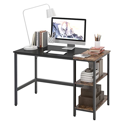 SogesHome 47inches Home Office Desk Computer PC Desk with Industrial 3-Tier Storage Shelves, Working Gaming Desk Study Desk Workstation Writing Table for Bedroom Living Room, School, Apartment