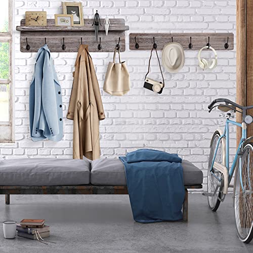 fuqing 29.5'' Wide Coat Rack Wall Mount with Shelf, Hallway Shelf with 12 Coat Hooks, Coat Hangers for Wall, Peg Rack, Mail and Key Holder, Entryway Decor, Housewarming Gift, Weathered