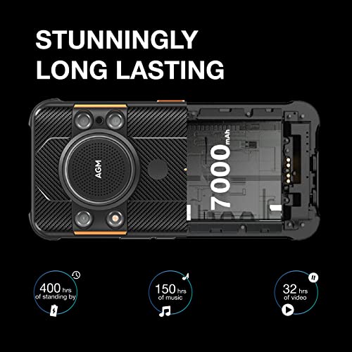 AGM H5 Rugged Smartphone(2023), Rugged Smartphone 109dB Loudest Speaker, Rugged Phone 6.52" HD Screen 6G+128G, Night Vision Camera, IP68 Waterproof Smartphone Outdoor, Dual SIM 4G Android 12