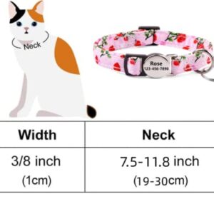 Moonpet Custom Personalized Breakaway Cat Collar with ID Name Phone Number Tag Plate/Customized Engraved Floral Pattern Boy Girl Cat Kitten Collar with Bell