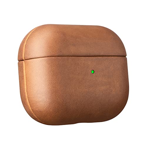 AirPods Pro Leather Case, Genuine Crazy Horse Cowhide Leather Case for AirPods Pro, Indiana Jones Style, Dark Brown and Brown for Men and Women