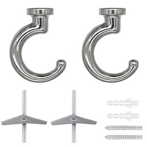 obstkuchen large swag ceiling hooks heavy duty swag hook with hardware for hanging plants ceiling installation cavity wall fixing (2 sets, silver)