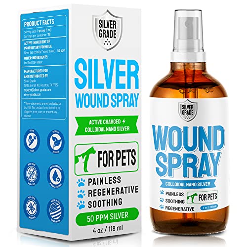 Wound Spray for Pets ● Colloidal Silver Wound and Skin Care for Dogs & Cats ● Helps with Rashes, Hot Spots, Itch, Scratching, Skin Irritation, Bites & Burns ● Safe if Licked (4 Oz, Wound Spray)