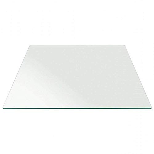 Pro Safe Glass 24'' Square Tempered Clear Glass Table Top - 3/8'' Thick with Pencil Polish Edge