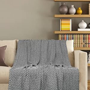 EVALAND 48 x 60 INCHES Turkish Cotton Blanket and Throw Blanket, Machine-Washed, Comfy Bed Blanket, Bed Throw, Super Soft Blankets and Throws for Couch, Sofa, Bed, Traveling, Black