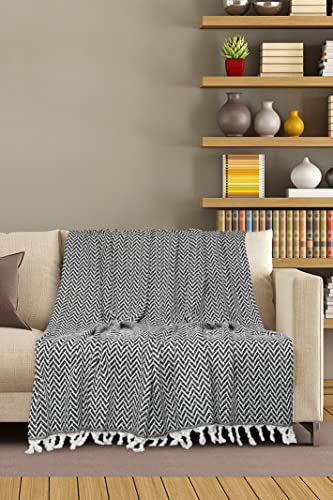 EVALAND 48 x 60 INCHES Turkish Cotton Blanket and Throw Blanket, Machine-Washed, Comfy Bed Blanket, Bed Throw, Super Soft Blankets and Throws for Couch, Sofa, Bed, Traveling, Black