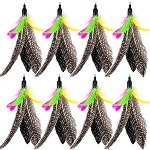 tienailing cat feather toys replacement cat wand feathers refill, 8 pcs handmade natural da bird feather refills, cat wand replacement feathers for cat toys