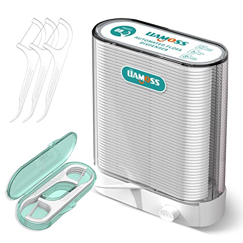 Floss Dispenser with Dental Floss Picks,LIAMOSS Flossers for Adults & Children,98 Count Floss Threaders,Toothpicks Sticks,Dental Picks for Teeth Cleaning