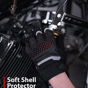 Motorcycle Gloves Touchscreen Motorbike Riding Gloves for Men and Women with Soft Knuckle Protective Gear for Powersports,Red XX-Large