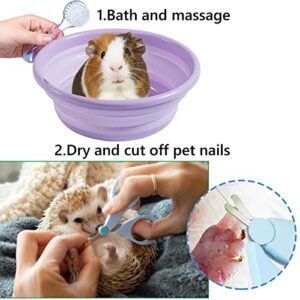 JSLZF Hedgehog Supplies Hedgehog Bath Kit Plastic Foldable Hedgehog Bathtub, Hedgehog Nail Clippers, 2PCS Bathing Brush, Bath Towel, Pet Guinea Pig Bath for Small Animal