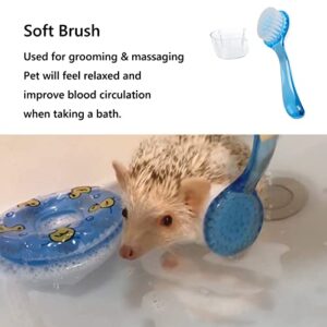 JSLZF Hedgehog Supplies Hedgehog Bath Kit Plastic Foldable Hedgehog Bathtub, Hedgehog Nail Clippers, 2PCS Bathing Brush, Bath Towel, Pet Guinea Pig Bath for Small Animal