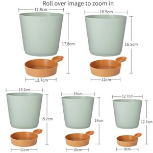 GARDIFE Plant Pots 7/6.5/6/5.5/5 Inch Self Watering Planters with Drainage Hole, Plastic Flower Pots, Nursery Planting Pot for All House Plants, African Violet, Flowers, and Cactus,Green