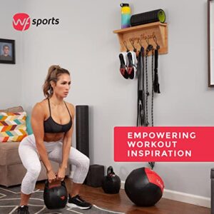 WF Sports SureSpacePro for Peloton Shelf | Wood Home Gym Organizer | Great Gym Shelf That Works as a Yoga Mat Shelf, Peloton Shoe Hanger, and for Other Peloton Accessories | Gym Shelf for Home Gym