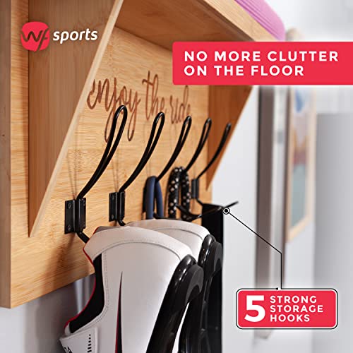 WF Sports SureSpacePro for Peloton Shelf | Wood Home Gym Organizer | Great Gym Shelf That Works as a Yoga Mat Shelf, Peloton Shoe Hanger, and for Other Peloton Accessories | Gym Shelf for Home Gym