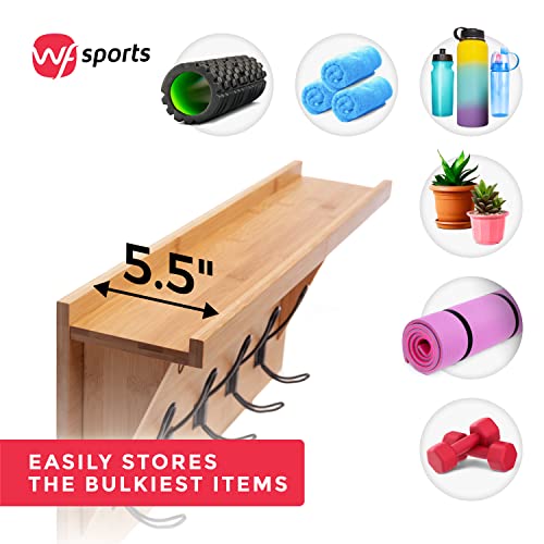 WF Sports SureSpacePro for Peloton Shelf | Wood Home Gym Organizer | Great Gym Shelf That Works as a Yoga Mat Shelf, Peloton Shoe Hanger, and for Other Peloton Accessories | Gym Shelf for Home Gym