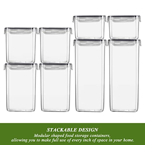 MALOVS Food Storage Containers Set, 8 Pcs Airtight Food Storage Containers with Durable Lids, Kitchen Pantry Organization Ideal for Food, Snacks, Sugar and Pastas.